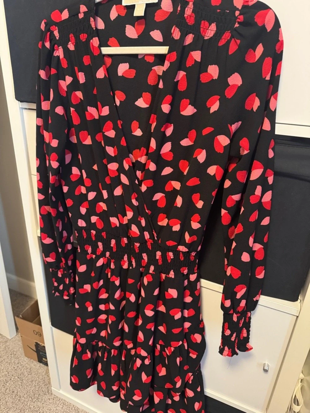 Michael Kors | Dresses | Michael Kors Black Dress With Red And Pink ...